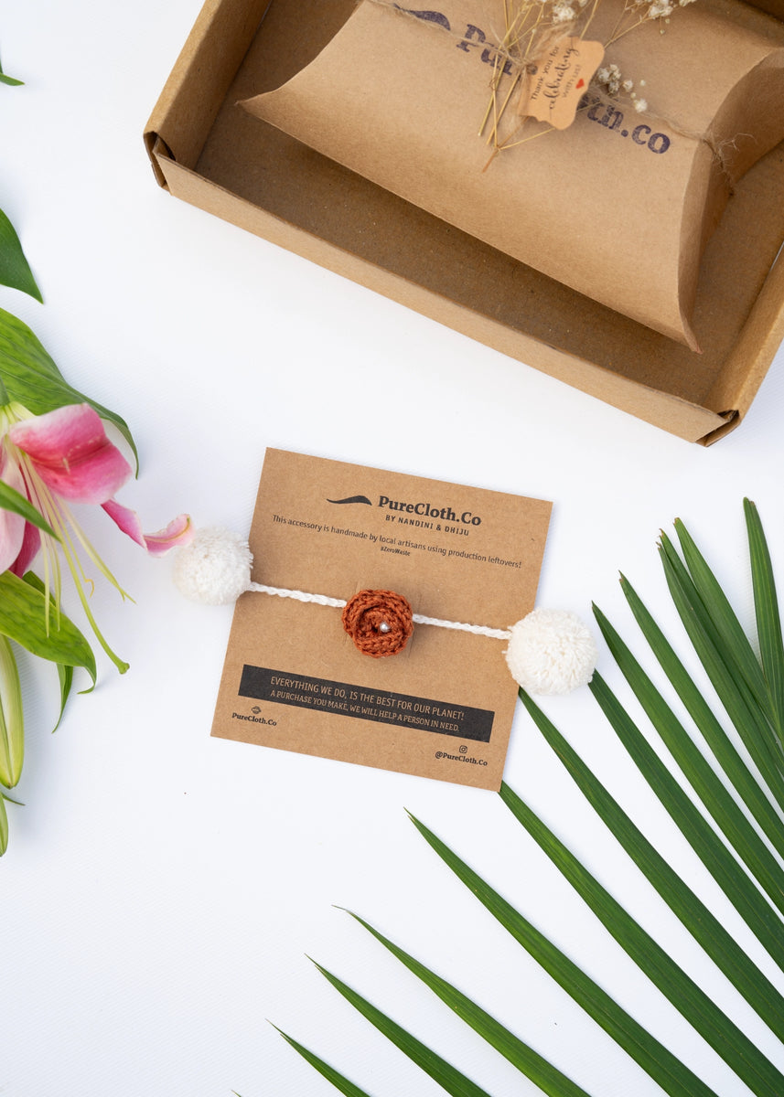 Handmade Crochet Flower Rakhi for Infants and Kids | Chocolate Brown ...