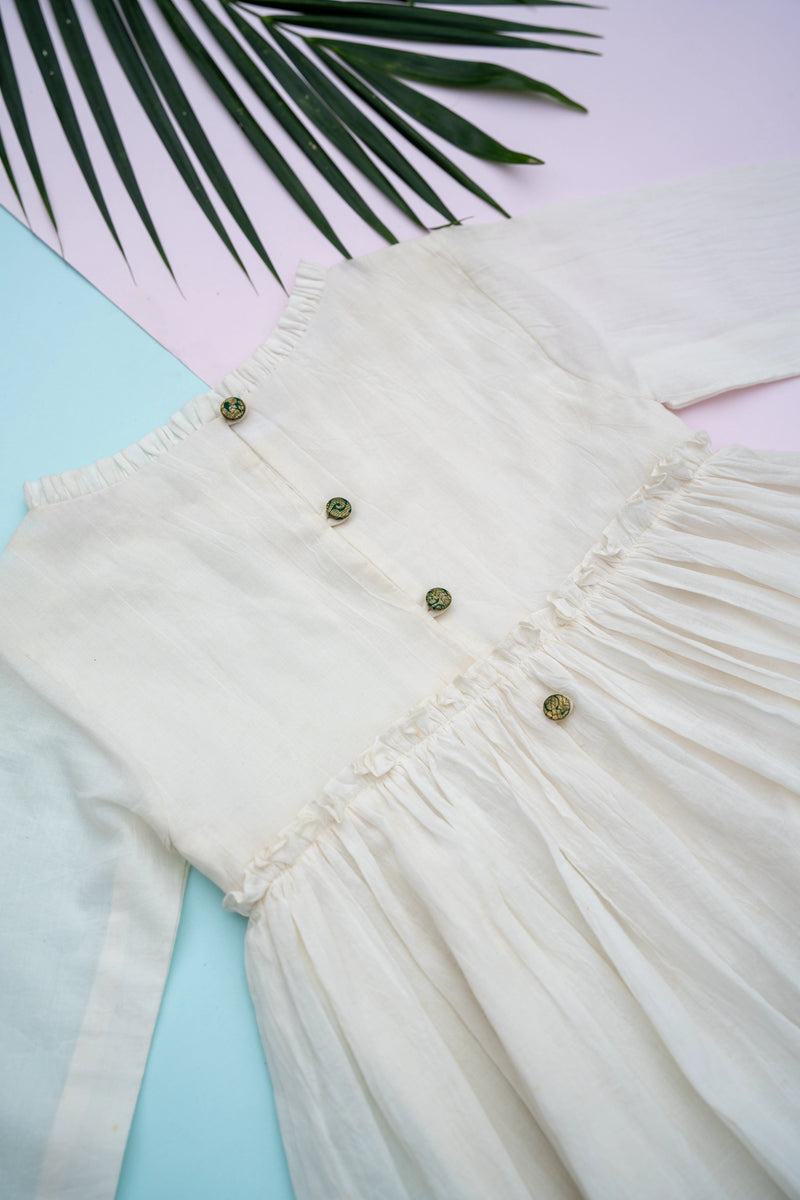 Pre-order | Silk Border Frock | White | Occasion wear-PureCloth.Co