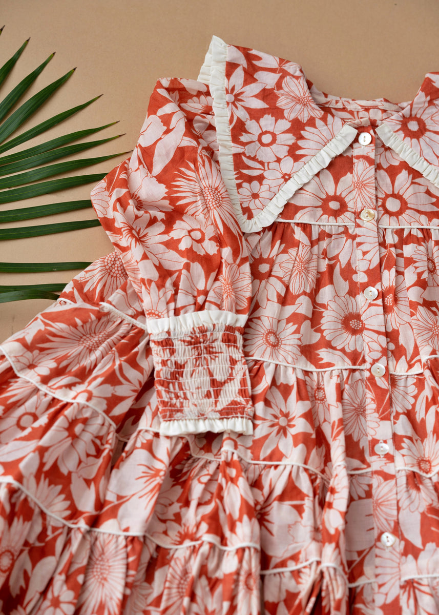 Floral Layered Shirt Dress | Kidswear - PureCloth.Co